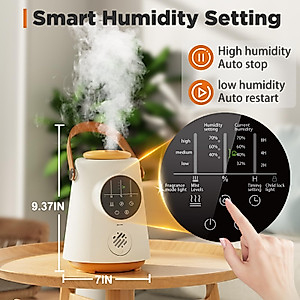 OJEPPA Humidifiers for Bedroom, 2.5L Ultrasonic Cool Mist Humidifiers for Baby Home Office Nursery & Plants, Top Fill Air Humidifier, Super Silent Sleep Mode，Auto Shut-Off (Smart Humidity Setting)