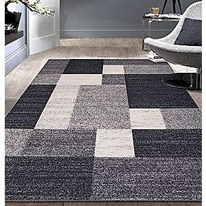 Rugshop Modern Boxes Design Non-Slip (Non-Skid) Area Rug 5 X 7 (5' 3" X 7' 3") Gray