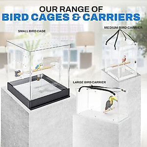 PENNZONI Small Bird Cage, Acrylic Birdcage, Crystal Clear Acrylic Cage for Birds, Bird House for Parrots, Bird Cages for Parakeets