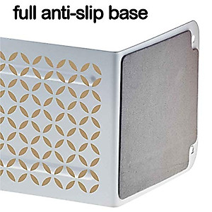 Acrimet Metal Bookends Design Series (Heavy Duty) (White Bookend with Gold Design) (1 Pair Pack)