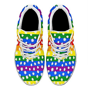 Gay Pride Shoes LGBT Unisex Running Shoe Athletic Casual Tennis Rainbow Sneakers Gift for LGBTQ Support White Size 13