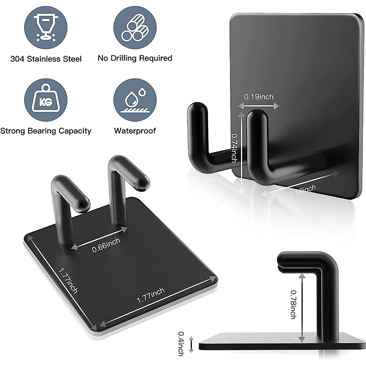 Razor Holder for Shower - 4PCS Shaver Holder for Shower Wall, Self Adhesive Inside Shower Hook Waterproof Stainless Steel Holder Stand Bathroom Kitchen Organizer Shaver Towel Loofah Bathrobe Coat Hook