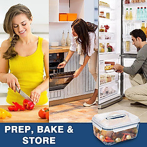 MYJIE [Extra Large] Glass Storage Containers with Lids - 220 Oz/28 Cup Oven Safe Large Glass Food Storage Containers with Handle for Storing Chicken,Vegetables,Fruits,Baking Turkey,Lasagna