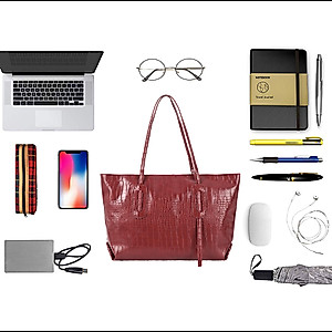 Danse Jupe Women Large Crocodile Faux Leather Tote Shoulder Bag Soft Top Handle Bag