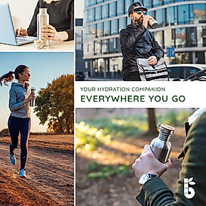 Bambaw 32 oz Water Bottle | Metal Water Bottle | Non-insulated Single Wall Stainless Water Bottle | Steel Water Bottle | Stainless Steel Water Bottles | Travel Water Bottle | 1 Liter Water Bottles