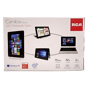 RCA 2018 Newest Premium High Performance Cambio 10.1" 2-in-1 Touchscreen Tablet PC Intel Quad-Core Processor 2GB RAM 32GB Hard Drive Webcam WiFi Microsoft Office Mobile Bluetooth Windows 10-Silver