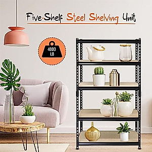 Juggernaut Storage 48" W x 18" D x 72" H 5-Shelf Steel Shelving, Black (SS4818-5BLK)