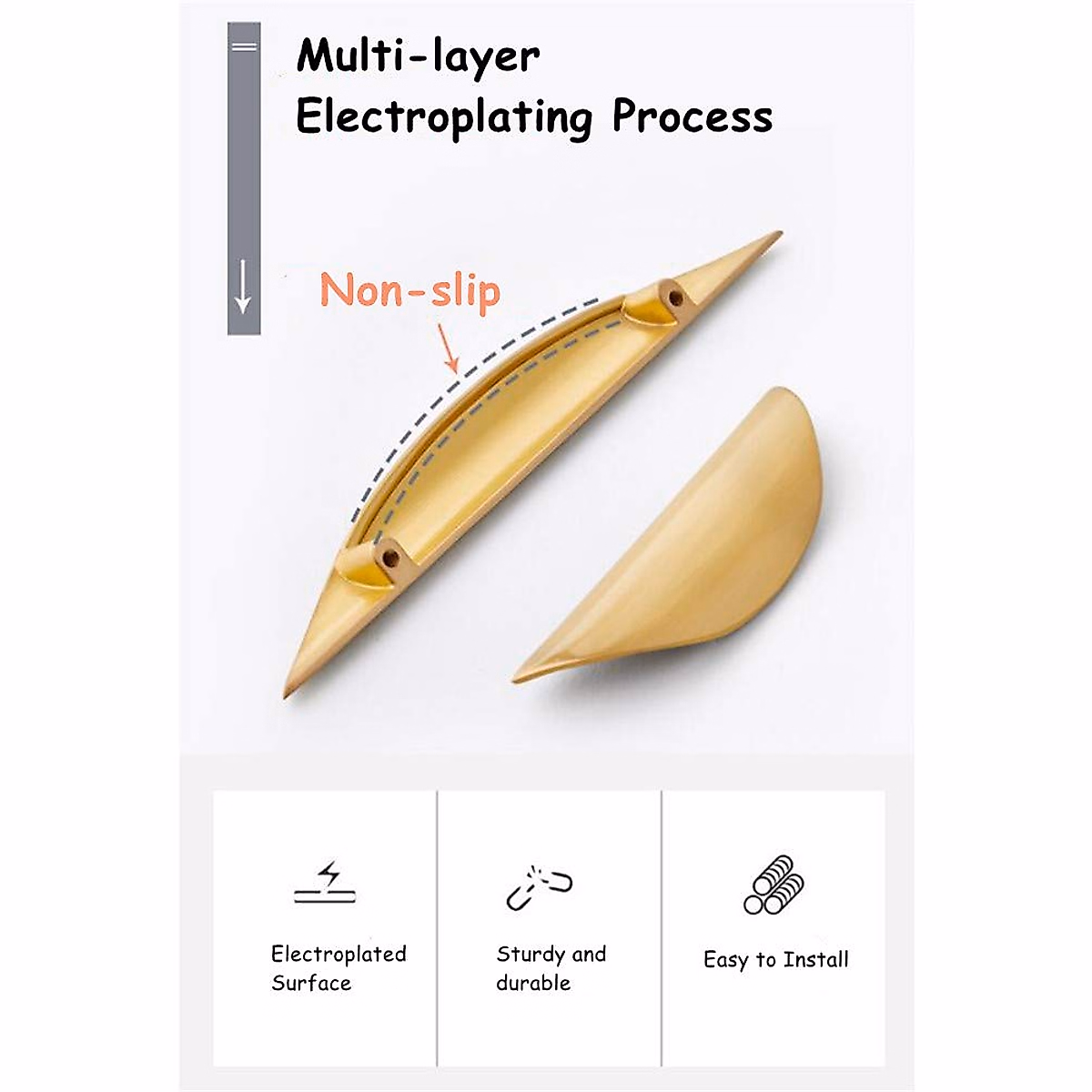 Primst Modern Light Brushed Cabinet Pulls, Furniture Hardware Collection, Cabinet Handles, Drawer Pulls, Door Pulls, Kitchen Cupboard Handle, Pack of 4 (Gold,L-4PCS)