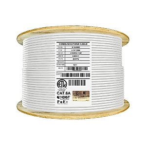 Elite Cat6A Shielded Riser (CMR), 1000ft, FTP 23AWG, Solid Bare Copper, 650MHz, 10Gb Speeds, UL Listed, UL-LP Certification, Higher Performance PoE, Bulk Ethernet Cable Reel, White