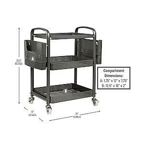 Mind Reader Metal Mobile File Cart, Silver