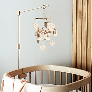 ELYESE Crib Mobile for Girls, Rainbow Baby Mobile, Handmade Mobile for Crib, Macrame Baby Mobile for Crib, Boho Baby Crib Mobile, Natural Crib Mobile (Pink)