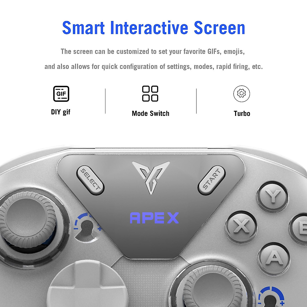 FLYDIGI APEX 4 Wireless PC Controller Forceflex Joystick Forceadapt Trigger 1000Hz Report Rate Full-Color LCD Display 1500mAh Battery Stereo Vibration PC/NS/TV/Android/Laptop