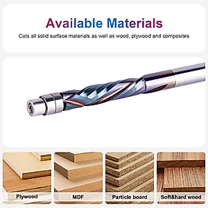 SpeTool Compression (up&Down) Spiral Flush Trim Router Bit Solid Carbide 1-1/8 Inch Cutting Length 1/4 Inchs Shank with Bottom Bearing Pattern Router Bit for Woodwoking