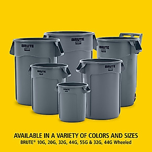 Rubbermaid FG265500GRAY Utility Container, 55 gal, Gray
