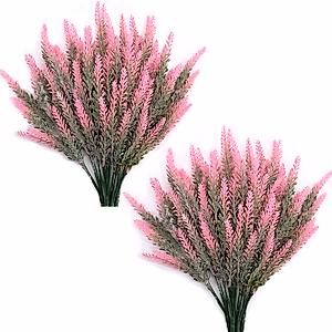 CATTREE Artificial Lavender Flowers Pink 8 Bundles, Fake Plastic Plant Lifelike Bouquet Home Bridal Wedding Office Party Garden Balcony Indoor Outdoor DIY Wreath Centerpieces Arrangements Decoration