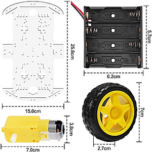 MakerFocus DIY Robot Car Smart Chassis Kit with Speed Encoder 4 Wheels 2 Layer for Ar duino UNO MEGA2560 MEGA1280 51 Microcontroller Board