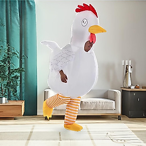 White Chicken Inflatable Plastic Jumpsuit Costume for Adults - 1 Set - Perfect for Parties & Entertainment