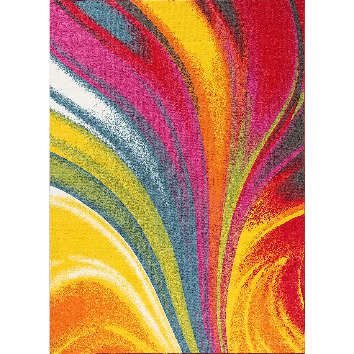 Modern Contemporary Waves Non-Slip (Non-Skid) Area Rug 8 x 10 (7' 10" x 10') Multi