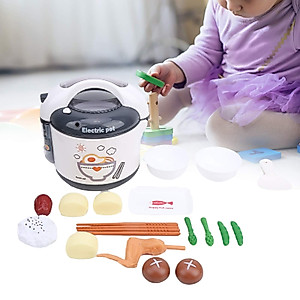 Kids Rice Cooker Toy, Kitchen Playset Pretend Play Chef Appliances Preschool Childhood Educational Toy Kitchen Fun Cuttable Food Toys(Grey)