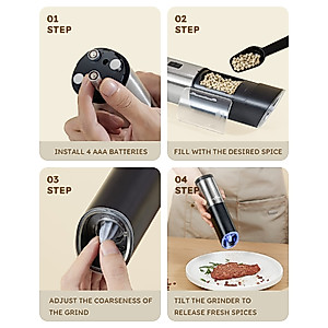 Electric Salt and Pepper Grinder Mill Set & 800W Blender for Shakes and Smoothies with 57oz Glass Jar & 10oz Grinding Cup BPA Free