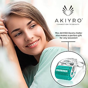 AKIYRO Derma Roller Titanium - 0.30mm Microderm Roller - Microneedle Roller with Case-Personal Use Microneedling Roller -192 Micro Needle Dermal Roller - At Home Microdermabrasion Face Roller (Green)