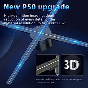 3D Hologram Fan Advertising Display LED Fan, 4 Blade 19.2in Holographic 3D Photos and Videos - 3D Naked Eye LED Fan Best for Store, Shop, Bar, Casino, Holiday, Events Display