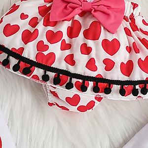 FOCUTEBB My First Valentine's Day Outfit for Infant Baby Girl Valentine Outfits Newborn Baby Girls Clothes My First Valentine Love Heart Suspenders Skirt Set 3-6 Months 70cm