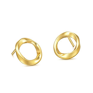 CHOW SANG SANG Dazzling Mirror Gold 999 24K Solid Gold Mobius Strips, Endless love Hoop Stud Earrings for Women 93863E