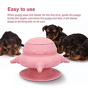 Puppy Feeder Milk Bowl for Nursing Puppy, 4 Teats Puppy Bottles for Multiple Puppies, 240ml Doggie Bubble Feeder Puppy Bottles