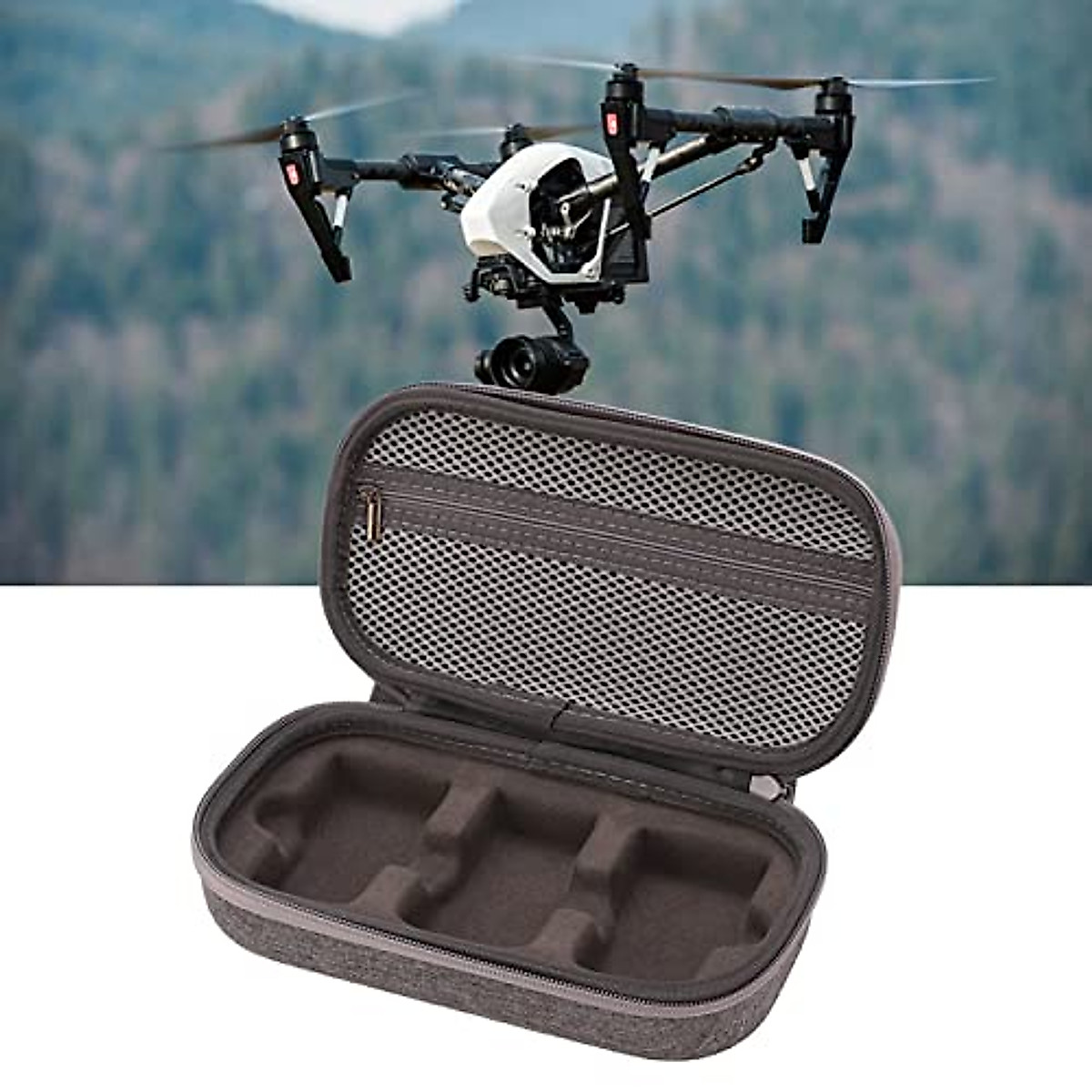 Drone Battery Hard Case, Gray Drone Battery Carrying Case Shockproof Scratch Resistant Nylon for Drone