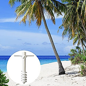 Hemoton Sun Umbrella Auger Beach Umbrella Sand Anchor, Umbrella Holder Stand, Beach Umbrella Anchor Five- pin Sand Grabber for Strong Winds (White)