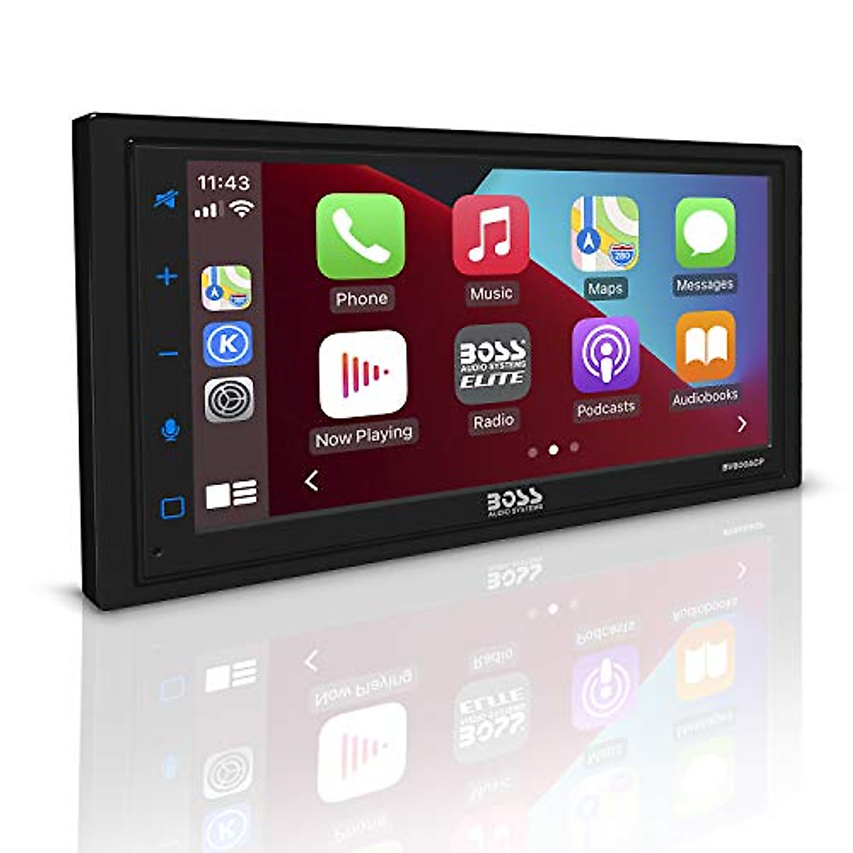 BOSS Audio Systems Elite BV800ACP Car Multimedia Player with Apple CarPlay - Android Auto Double Din Car Stereo, 6.75 Inch LCD Capacitive Touchscreen Bluetooth MP3 USB A/V in AM/FM Receiver, Steering