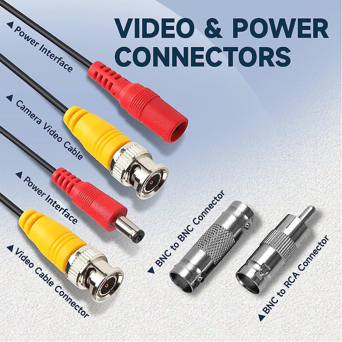 100ft/30M All-in-One BNC Video Power Cables, BNC Extension Surveillance Camera Wires for CCTV Camera DVR NVR Systems (2PCS BNC Connectors Included)