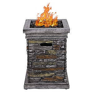 Propane Fire Pit 30,000 BTU Round Firepit Outdoor Gas Fire Pit for Patio Garden Camping Outdoor Fireplace Heating Terrafab Base with Lava Rocks and Waterproof Cover
