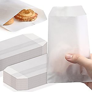 500 Pack White Kraft Paper Bags Mini Paper Bags Treat Bags Small Flat Favor Bag Silverware Bags Party Favor Bag Envelopes Merchandise Bags for Snack Cookie Popcorn Candy Sandwich Gift (4 x 6 Inch)