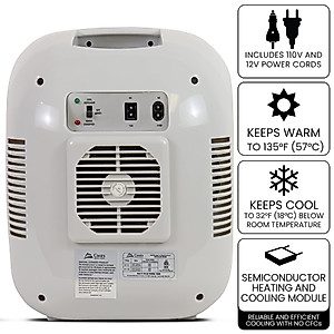 Portable 12 Can Thermoelectric Mini Fridge 7.9 Litres Cooler and Warmer, DC/AC Refrigerator for Bedroom, Car, Office, Gifts, Home, Dorm, Cosmetics and Travel