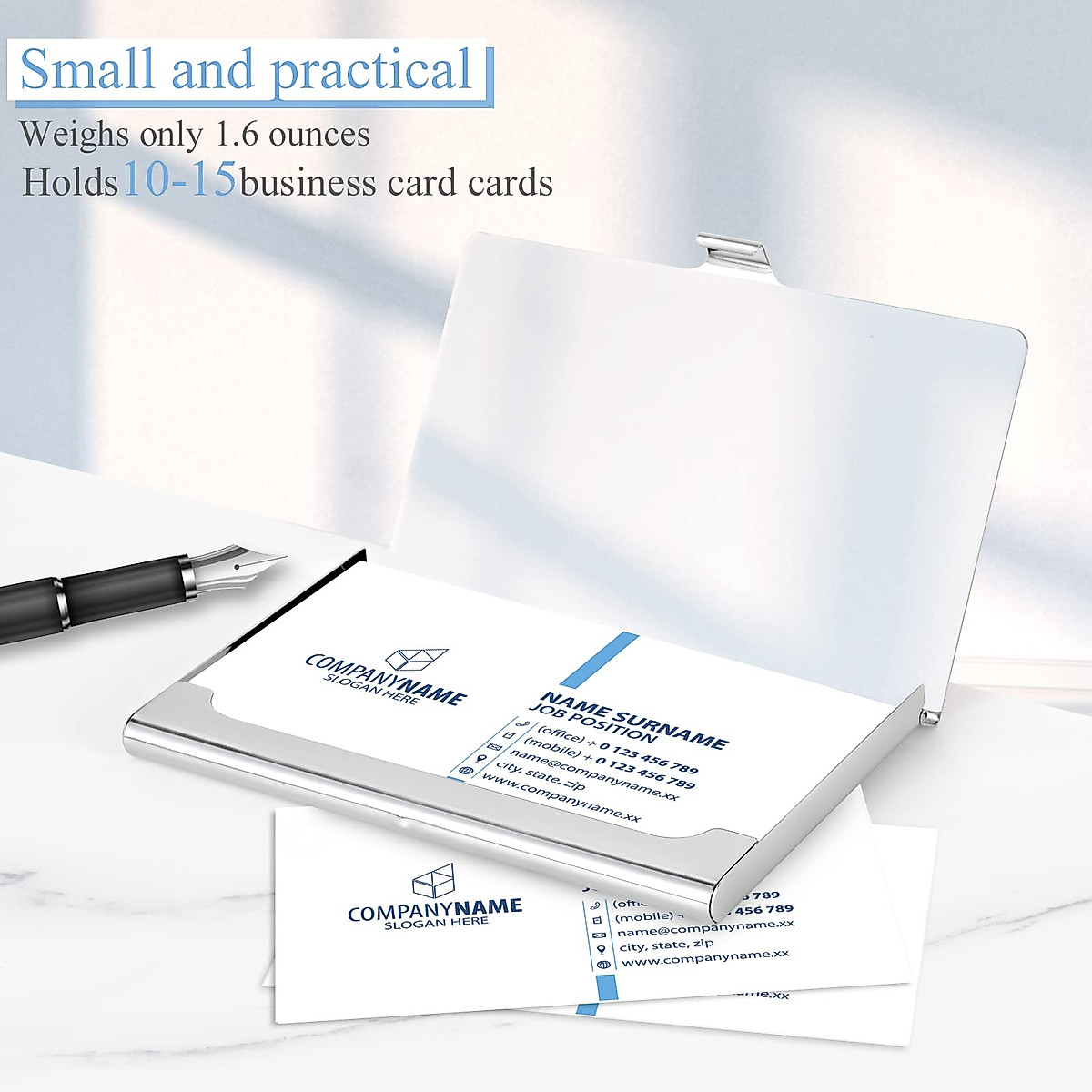 xiviers Business Card Holder，Color Printing Men's and Women's Business Card Case，Ultra-Thin Metal Business Card Organizer，Carry-on Pocket Wallet Business Card Holder,Pink Letters