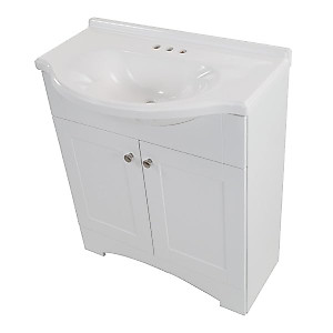 Spring Mill Cabinets Zarna 31 Inch Bathroom Vanity with White Drop-in Single Sink Top, 2-Door Cabinet, 31" W x 18.78" D x 36.63" H, White