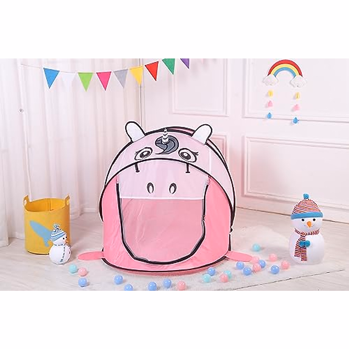 BAODIAN Kids Play Tents – Collapsible Tent for Boys Girls Gift - Large Foldable Playhouse Indoor/Outdoor Fun - Pop up Tent Toys for Age 1 and up Child Birthdays Presents (Pink Unicorn)