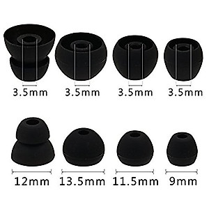 ALXCD Eartip for urBeats 3 Earphone, 8 Pairs S/M/L & Double Flange Durable Soft Silicone Replacement Earbud Tips Ear Tips, Fit for Apple Beats by Dre. urBeats3 Earphone [8 Pair](Black)
