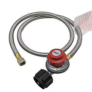 MENSI Propane Gas Grill Fire Pit Fireplaces Stove Range Replacement Spare Part 30PSI High Pressure Regulator with Stainless Steel Braided Hose 4Feet Long