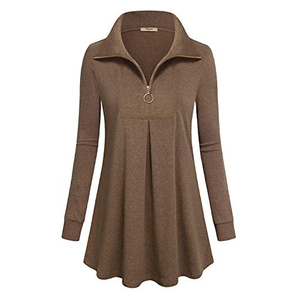 Timeson Fall Long Sleeve Tunic Tops for Women,Women Tunic Sweaters Winter Maternity Leggings Shirts Ladies Warm Fall Tops Zipper Flannel Shirt Casual Work Long Cotton Dressy Swing Christmas Blouses