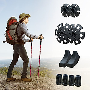 TheFitLife Trekking Poles Accessories Set - Rubber Replacement Pole Tip Protectors Fit Most Standard Hiking, Walking Poles with 11mm Hold Diameter (Black Set.2)
