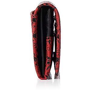 Indenya 2308-03-041 Long Wallet, Bundle Q, Red Deerskin x Black Lacquer, Flower Arabesque Pattern