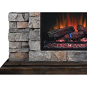 Classic Flame Pioneer Stone Electric Fireplace Mantel Package - Brushed Dark Pine, 18WM10400-I601