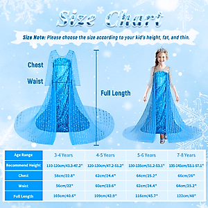 Luucio Frozen Costume for Girls, Princess Costume For Girls, Crown Accessories For Girls 3-10 Years, Halloween Role Play Kit