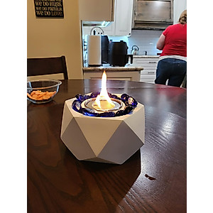 KORNIFUL Concrete Tabletop Fire Pit, Small Portable Fire Pit, Small Table Top Fire Pit Bowl, Mini Fireplace, Ethanol Smores Maker, Indoor & Outdoor