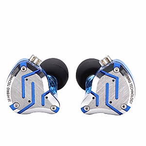 Linsoul KZ ZS10 Pro, 4BA+1DD 5 Driver in-Ear HiFi Metal Earphones with Stainless Steel Faceplate, 2 Pin Detachable Cable (with Mic, Glare Blue)