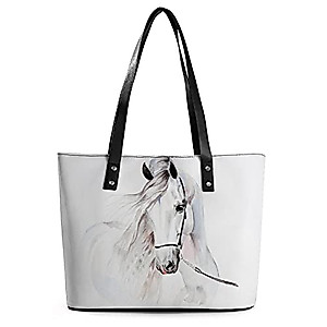 Womens Handbag Horse Animal Leather Tote Bag Top Handle Satchel Bags For Lady