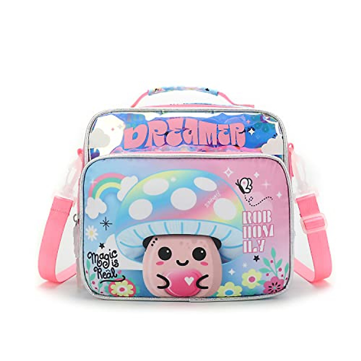 Robhomily Mushroom Girls Backpack with Lunch Box for Elementary School